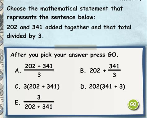Choose The Mathematical Statement That Studyx