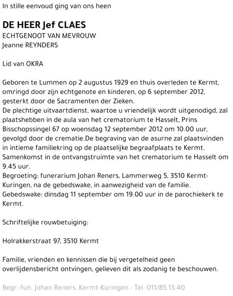 jef claes † 06 09 2012 inmemoriam
