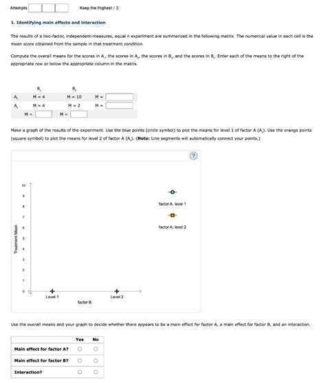 solved 1 identifying main effects and interaction the
