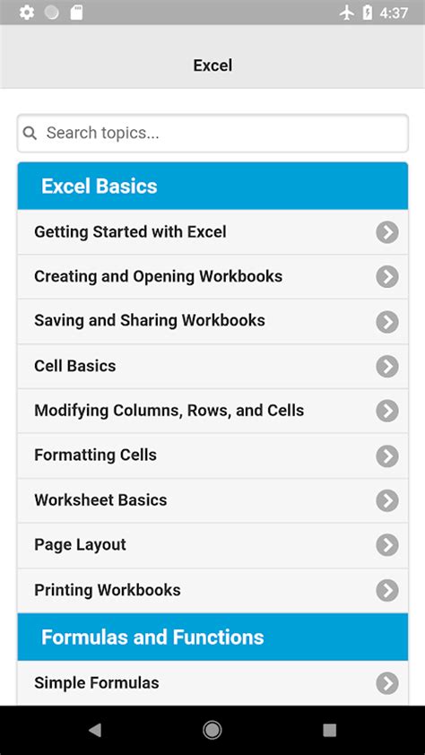 tutorial for excel apk for android download