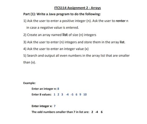 Solved ITCS Assignment Arrays Part Write A Java Chegg Com