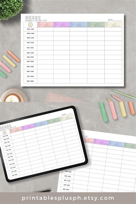 5 Patient Printable Daily Nurse Hourly Rounding To Do List Etsy Nurse Brain Sheet Nurse