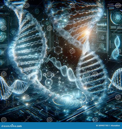 A Stylized And Futuristic Visualization Of DNA Strands Stock Illustration Illustration Of