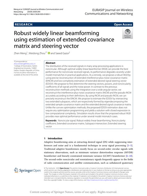 pdf robust widely linear beamforming using estimation of extended