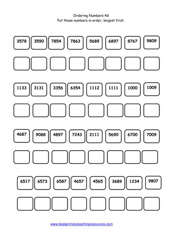 Maths Worksheets Year 4 Teaching Resources