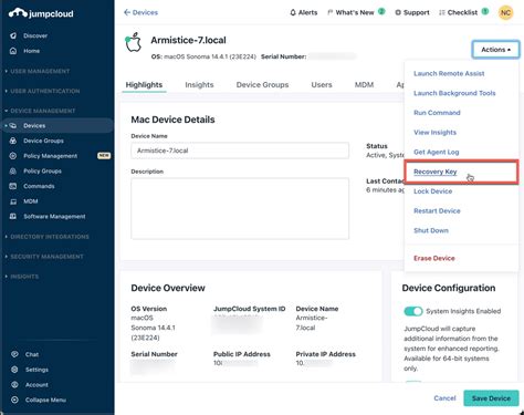 recover a password using filevault recovery key jumpcloud