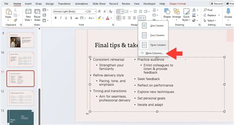 how to add columns in powerpoint slides fast myexcelonline