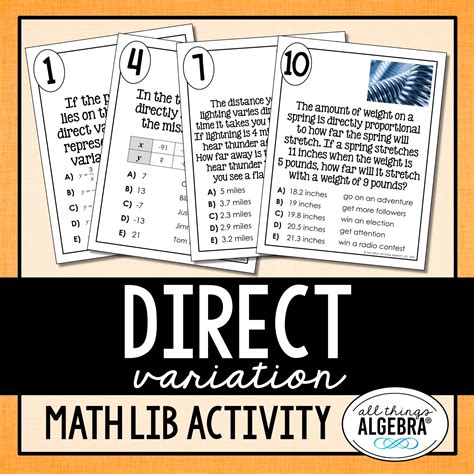Direct Variation Math Lib Activity All Things Algebra®