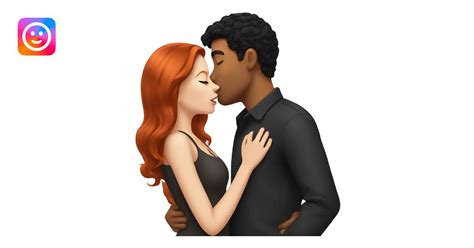 Redhead Kissing Her Boyfriend With Black Hair Emoji Ai Emoji Generator