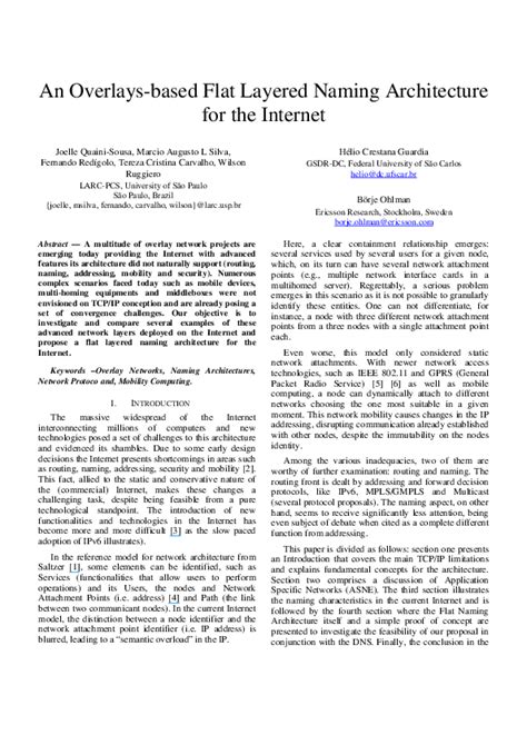 Pdf An Overlays Based Flat Layered Naming Architecture For The Internet