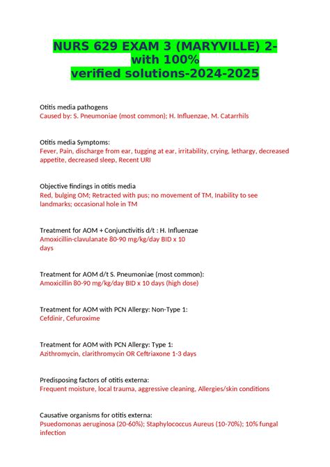 Nurs 629 Exam 3 Maryville 2 With 100 Verified Solutions 2024 2025 Docx Exams Nursing Docsity