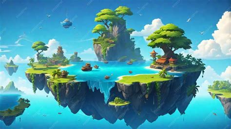 Premium Photo Floating Islands Game Background Level Design