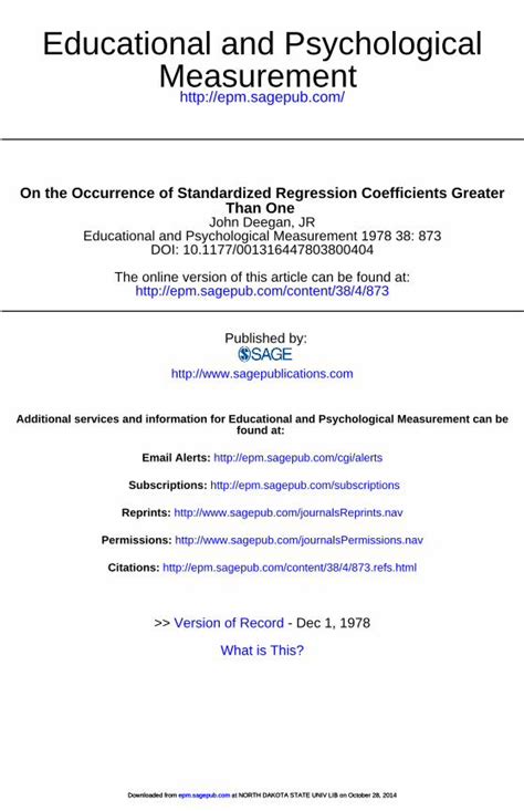 Pdf On The Occurrence Of Standardized Regression Coefficients Greater Than One Dokumentips