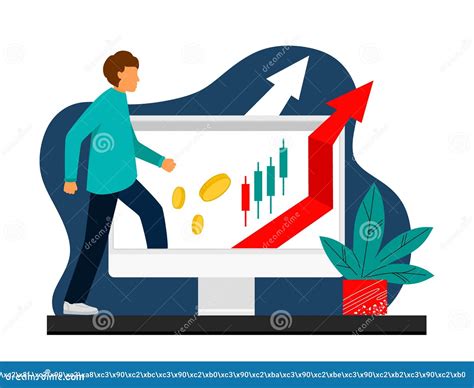 The Trader Tracks The Charts At The Computer Trading Quotes Stocks