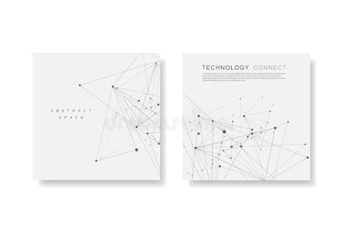 Abstract Polygonal Geometric Shape With Molecule Structure Style Vector Brochure Design Stock