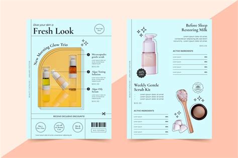 손으로 그린 제품 카탈로그 템플릿 무료 벡터