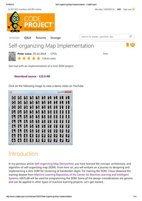 (PDF) Self-Organizing Map Implementation - CodeProject - DOKUMEN.TIPS