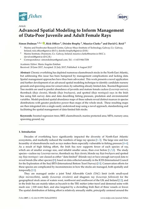 Pdf Advanced Spatial Modeling To Inform Management Of Data Poor