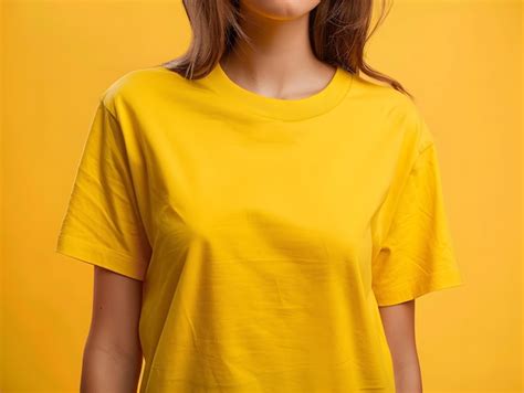 Yellow Female Tshirt Mockup Premium Ai Generated Image