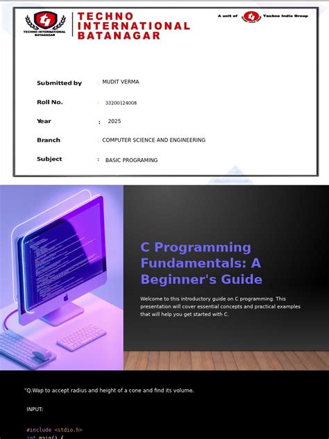 C Programming Fundamentals A Beginners Guide Ppt Pdf