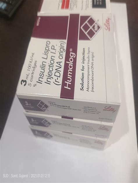 Humalog 3ml Insulin Cartridge Solution For Diabetes
