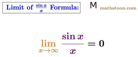 Limit Of Sinx X As X Approaches Infinity Formula Proof Mathstoon