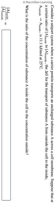 Solved Consider A Uniport System Where A Carrier Protein