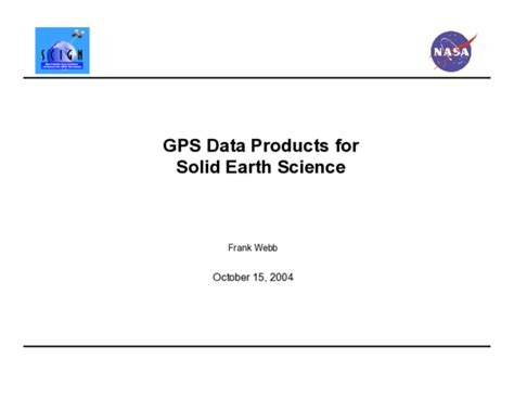 Pdf Gps Data Products For Solid Earth Science