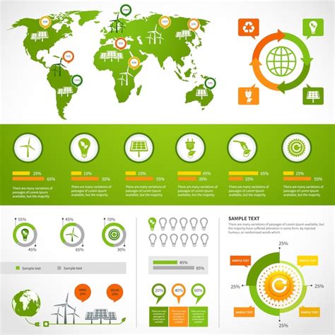 에너지 인포 그래픽 레이아웃 템플릿 프리미엄 벡터