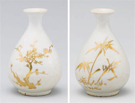 White Porcelain With A Gold Inlay Of Bamboo And Plum Blossom The Only