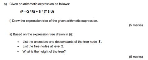 Solved A Given An Arithmetic Expression As Follows P Q R Chegg