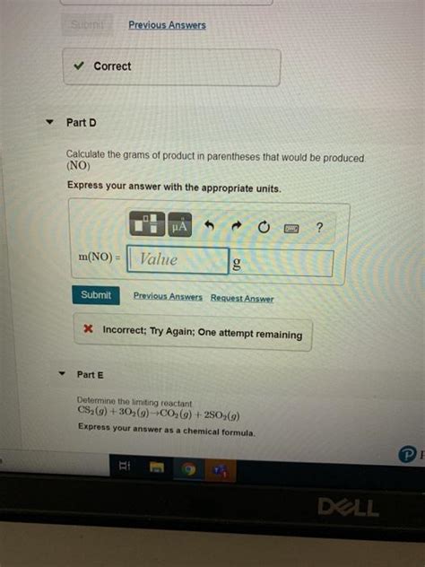 solved subinil previous answers correct part d calculate the