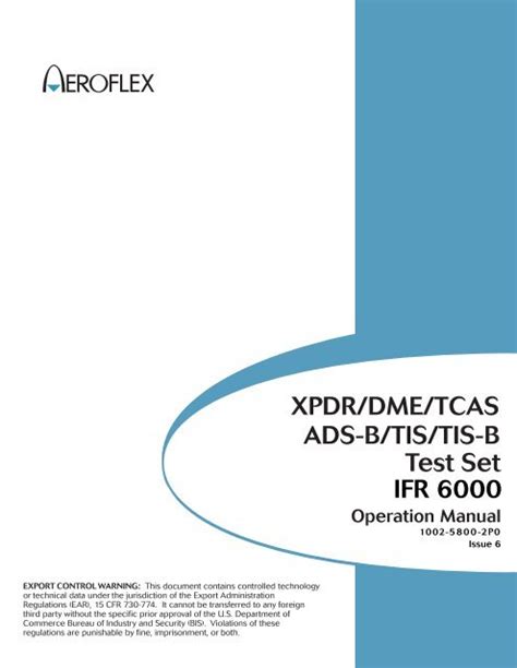 Test Set Ifr 6000 Ads B Tis Tis B Xpdr Dme Tcas Aeroflex