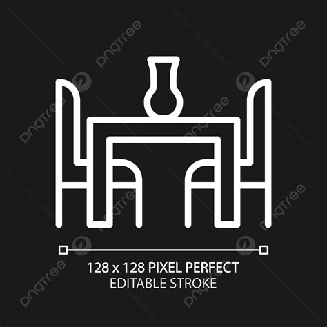 Pixelperfect White Linear Icon Of A Dining Room Set For A Dark Theme Vector Linear