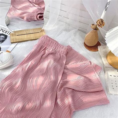 Купити Літні широкі штани Жіночі шовкові штани з тонкою складкою і великою талією Joom