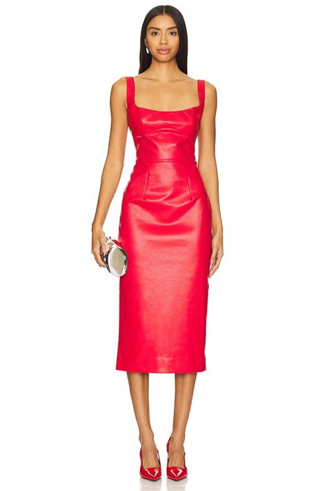 Bardot Kassy Faux Leather Dress In Famous Red Revolve