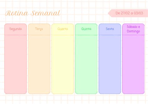Planner Semanal Colorido Minimalista Pdf