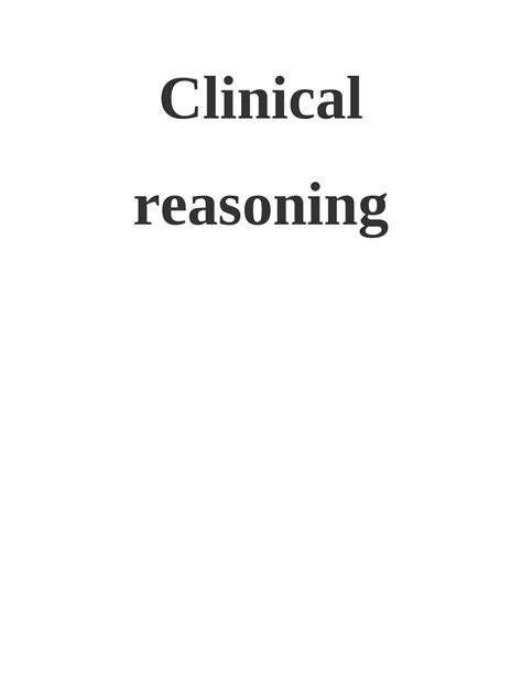 Clinical Reasoning Analysis And Interpretation Of Cues