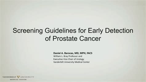 Screening Guidelines For Early Detection Of Prostate Cancer Society