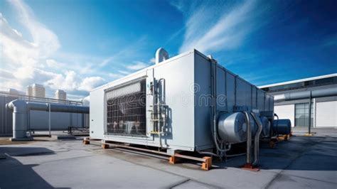 Condenser Unit Or Compressor Outside Factory Plant Unit Of Ac Air