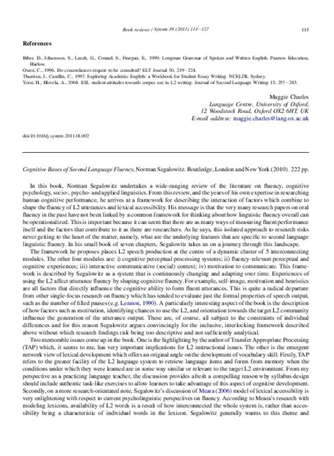 Pdf Cognitive Bases Of Second Language Fluency