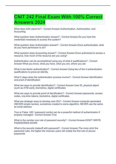 CNIT 242 Final Exam With 100 Correct Answers 2024 CNIT 242 Stuvia US