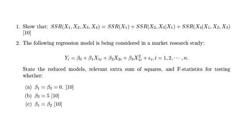 solved 1 show that ssr x1 x2 x3 xa ssr x1 ssr x2