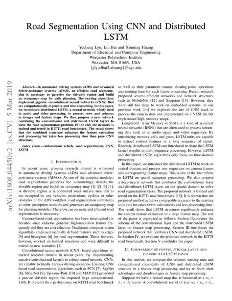 Pdf Road Segmentation Using Cnn And Distributed Lstm