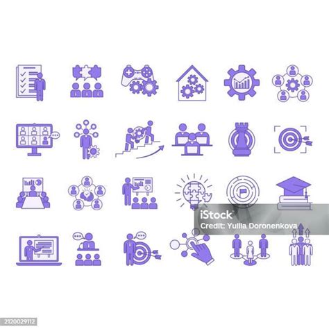 워크샵 아이콘의 컬러 세트입니다 벡터 아이콘 팀 빌딩 협업 교육 테스트 목표 기술 개발 생산성 브레인 스토밍 및 기타 게임화에 대한 스톡 벡터 아트 및 기타 이미지 Istock