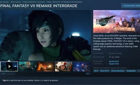 Final Fantasy Vii Remake Intergrade Launches Tomorrow On Steam R