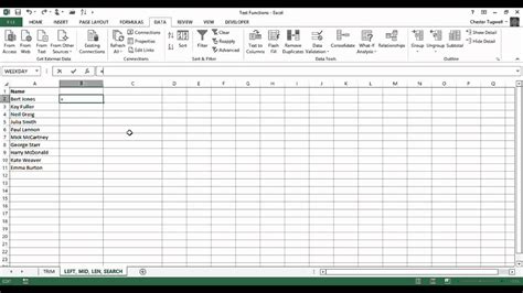 excel text functions mid left search and len youtube