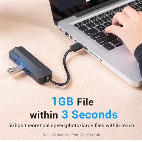 Vention 3 Port USB 3 0 Hub With Gigabit Ethernet Adapter CKBHB