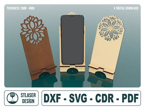 Laser Cut Phone Stand Phone Holder Vector Files For Wood Laser