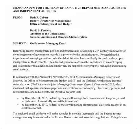 Email Memo Samples Sample Templates